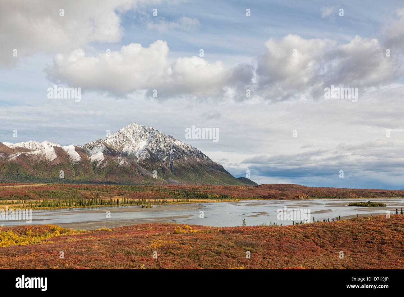 USA, Alaska, View of Susitna River and landscape in autumn Stock Photo ...