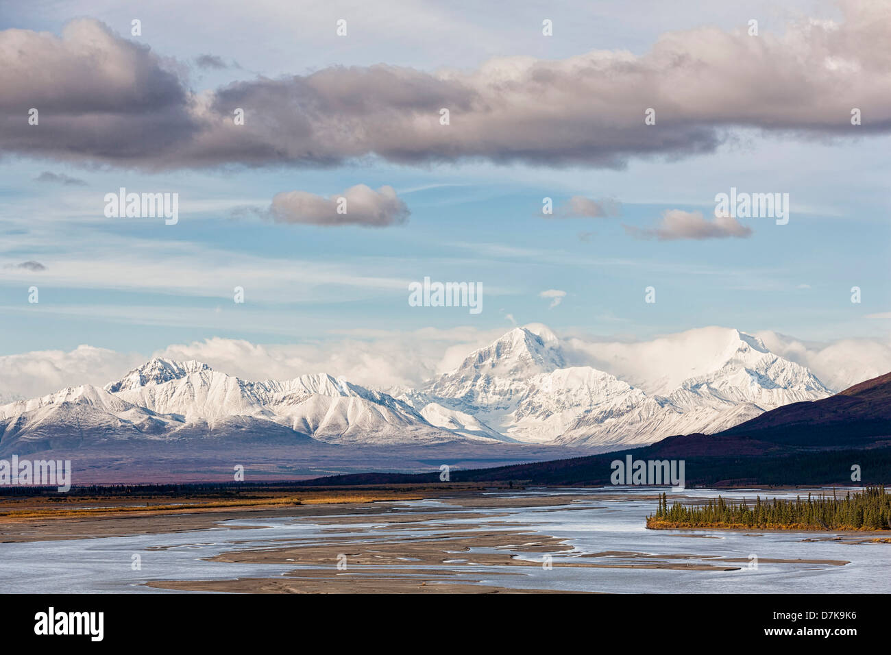 USA, Alaska, View of Susitna River and landscape in autumn Stock Photo ...