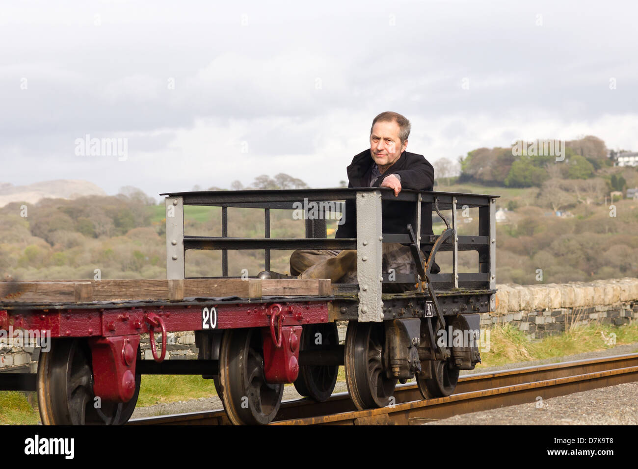 Gravity slate train on the Ffestiniog Railway, Wales Stock Photo - Alamy