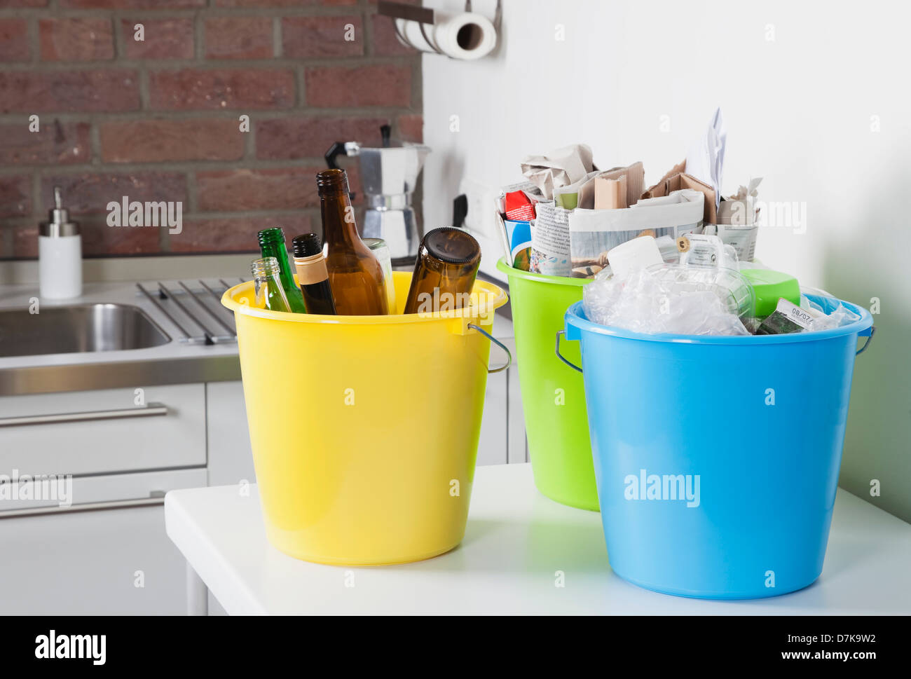 Germany, Cologne, Buckets with household garbage Stock Photo - Alamy
