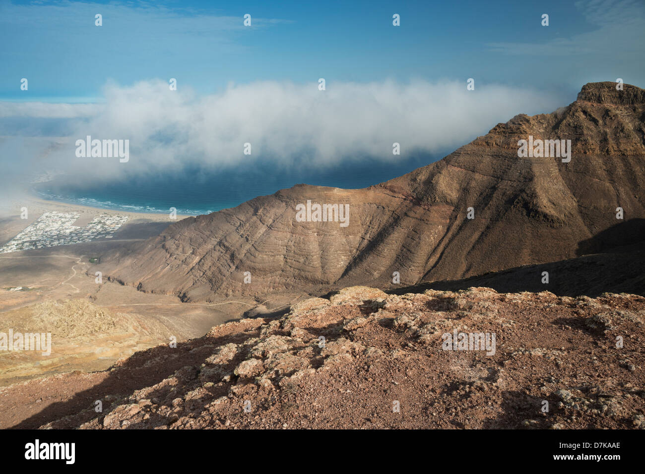 Famara Cliff, from Las Nieves, Lanazarote. The cliff is 600 metres high ...