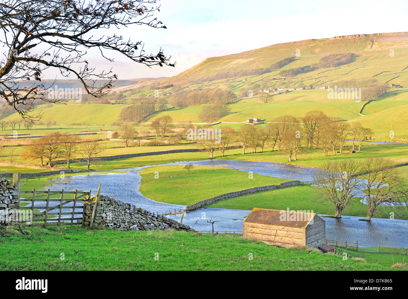 A scenic landscape of fields and dry stone walling next to the pretty ...