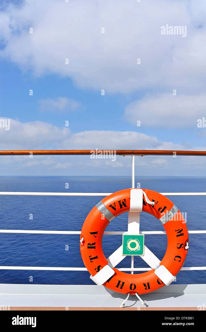 Lifebuoy on board a cruise ship Stock Photo - Alamy