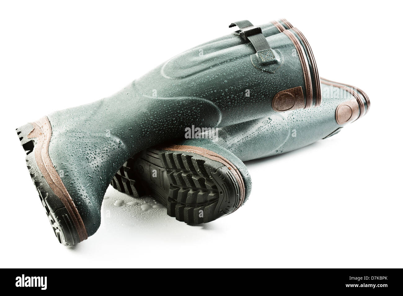 Close up of rubber boots on white background Stock Photo - Alamy