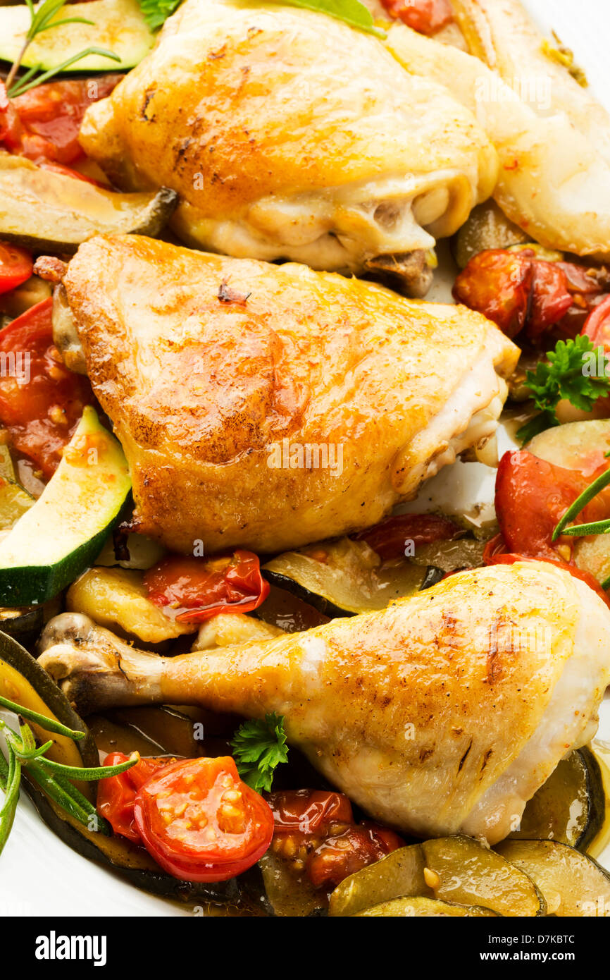Plate of grilled chicken, close up Stock Photo - Alamy