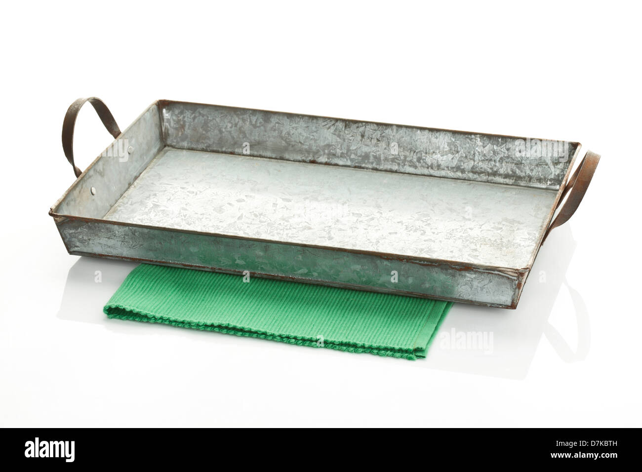 Close up of empty metal plate on white background Stock Photo - Alamy