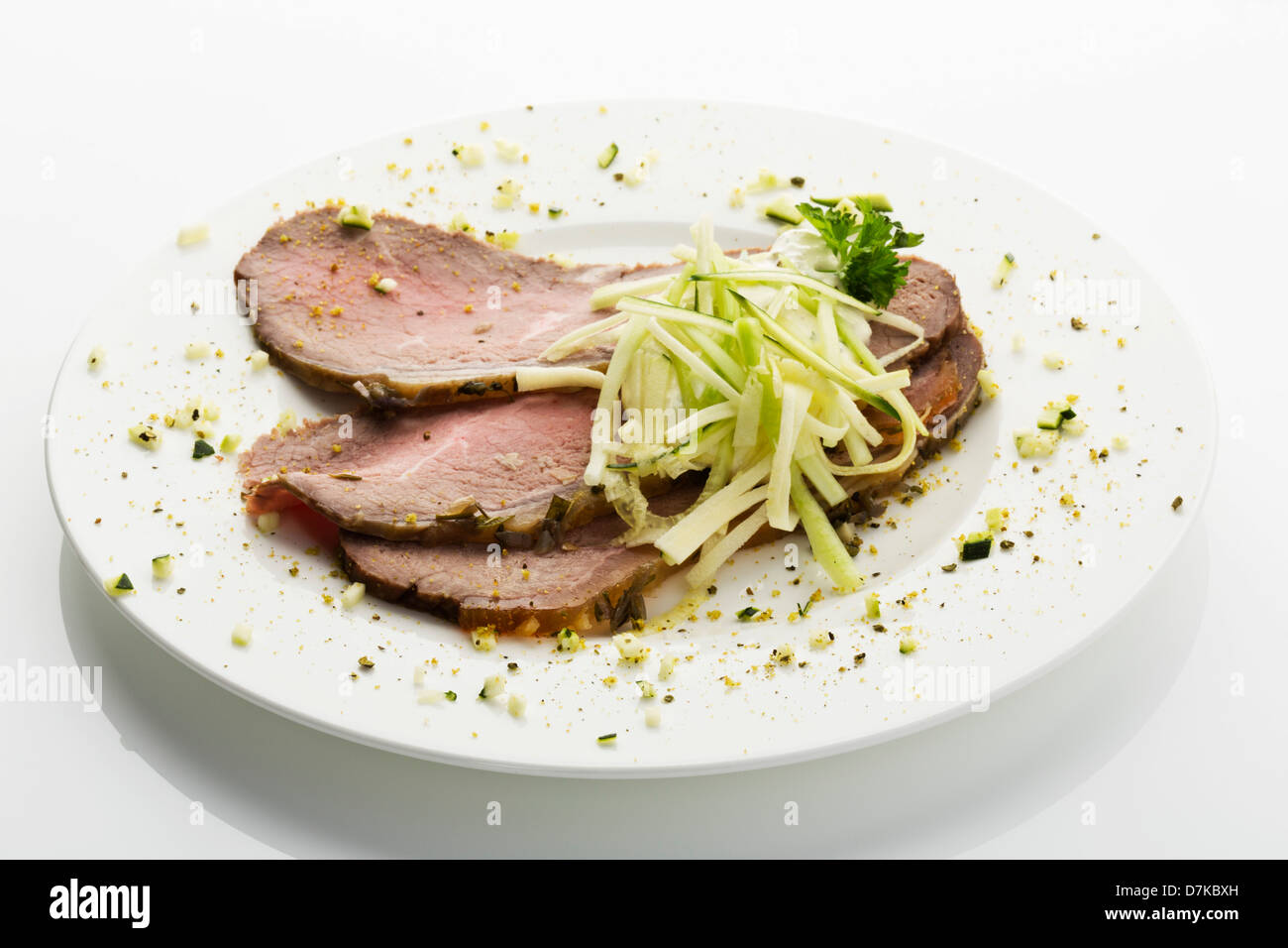 Garnished cold roast beef on plate hi-res stock photography and images ...