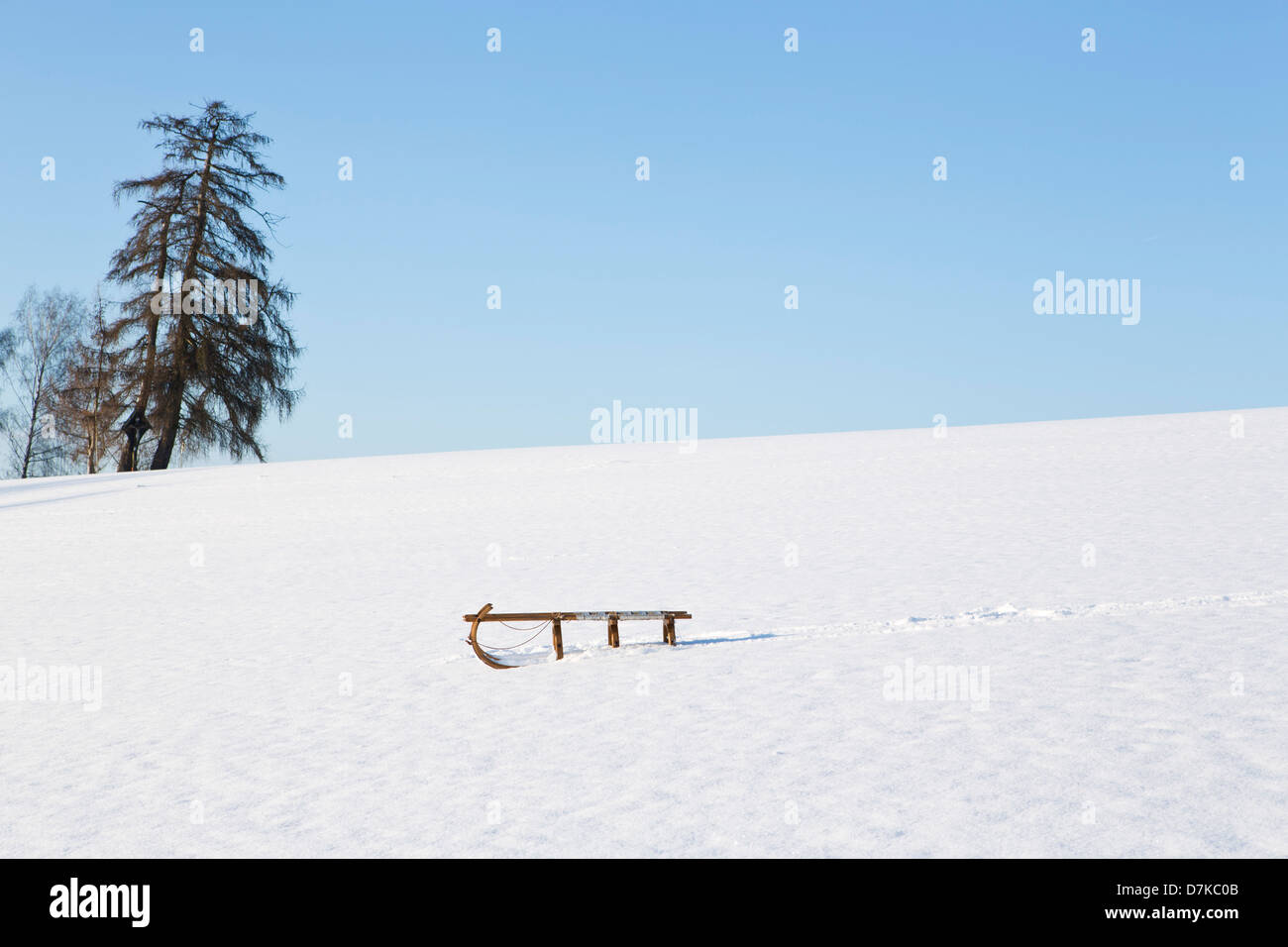 Germany, Bavaria, Sledge in snow Stock Photo - Alamy