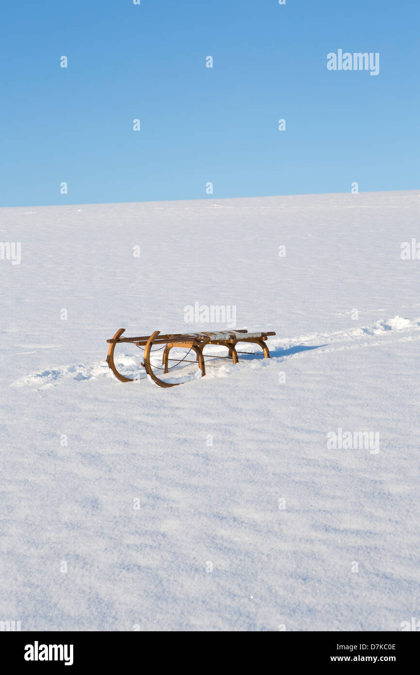 Germany, Bavaria, Sledge in snow Stock Photo - Alamy