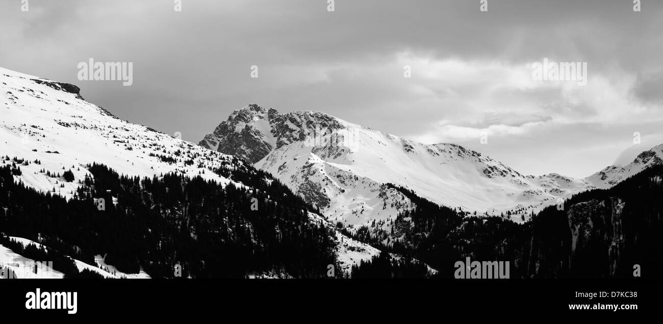 black and white photo of Austrian Alps in Kitzbuhel Stock Photo - Alamy