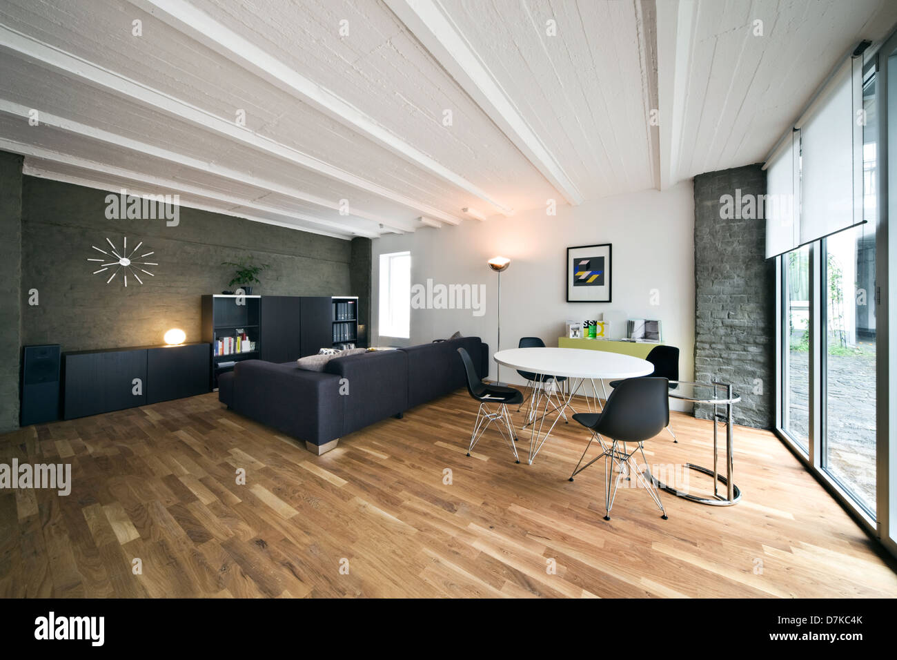Germany, Duesseldorf, Interior of living and dining room Stock Photo ...