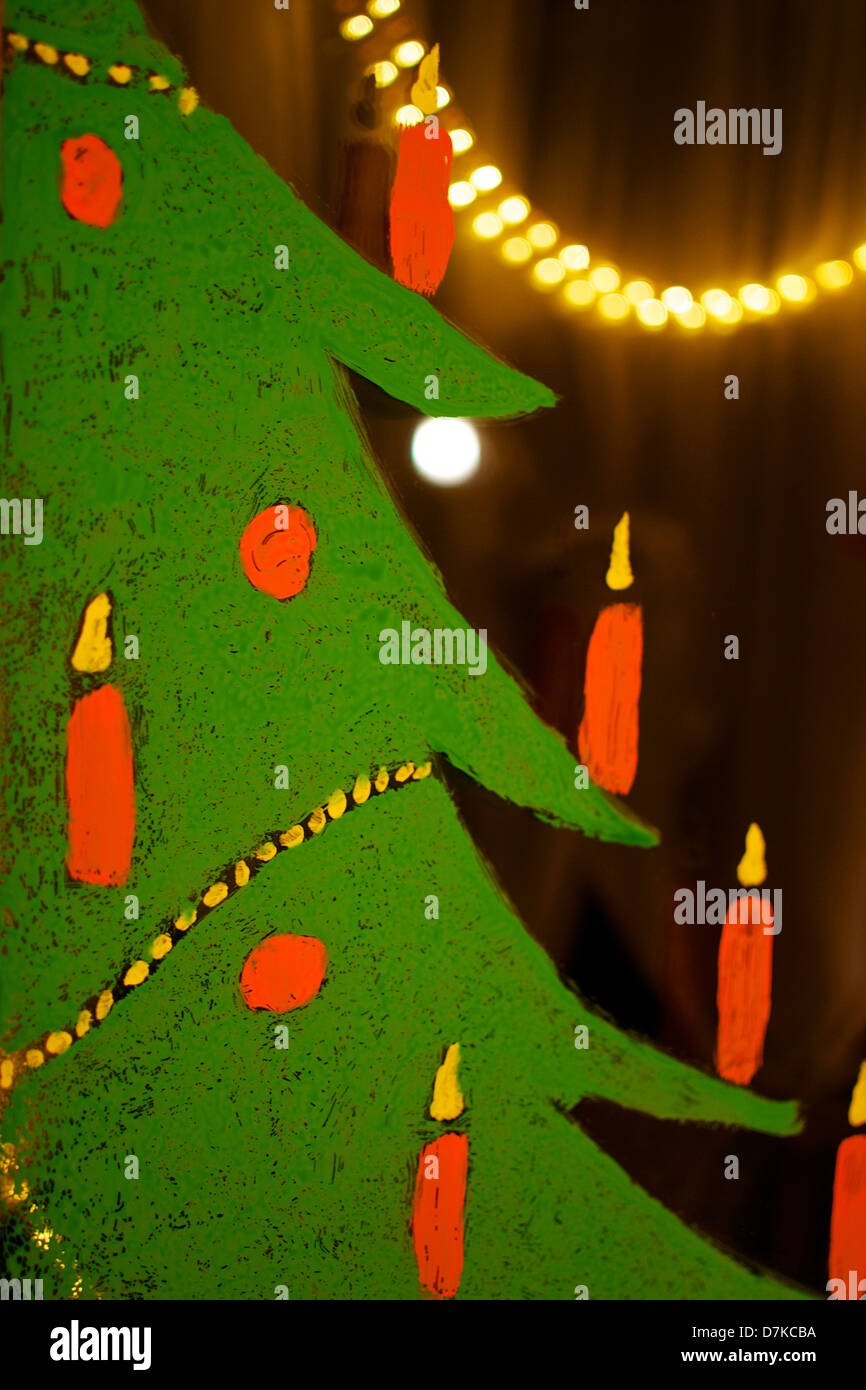 Germany, Hesse, Window painting of christmas tree Stock Photo - Alamy
