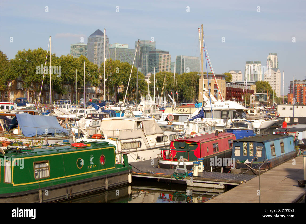 Docklands skyline from South Dock in London, England Stock Photo - Alamy