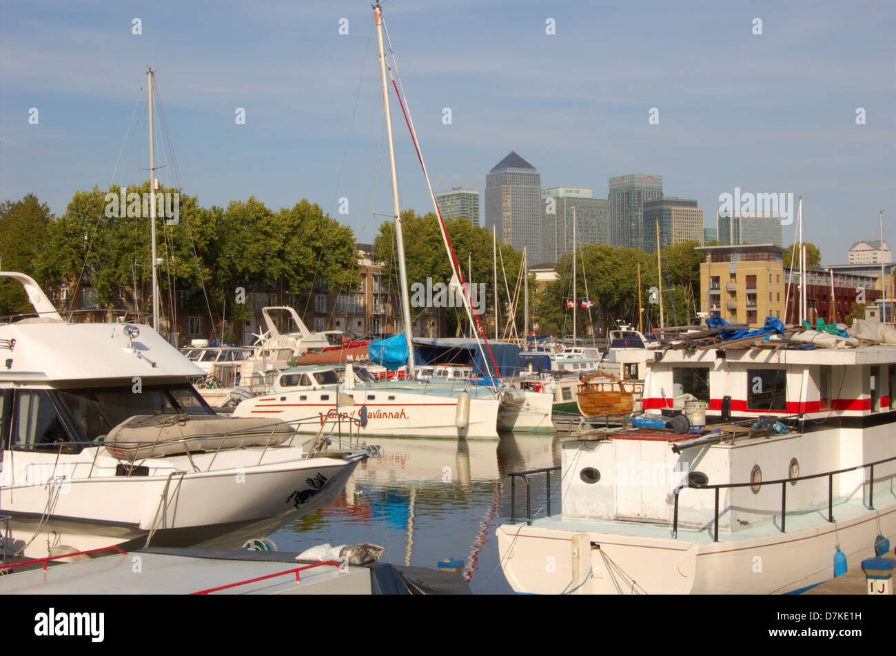 Docklands skyline from South Dock in London, England Stock Photo - Alamy