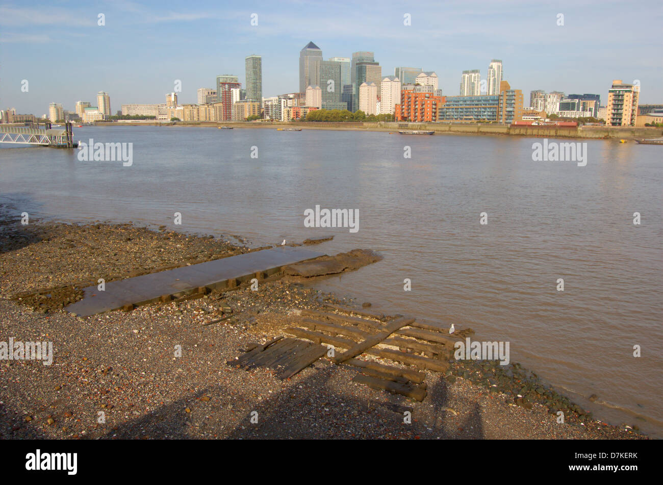 Docklands skyline from below South Dock in London, England Stock Photo ...