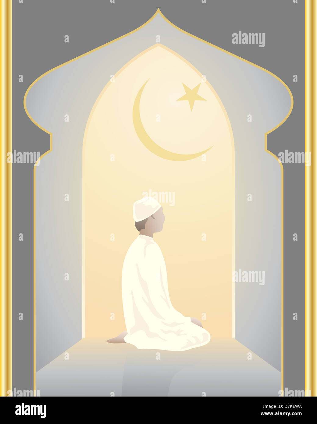Illustration muslim devotee in prayer hi-res stock photography and ...
