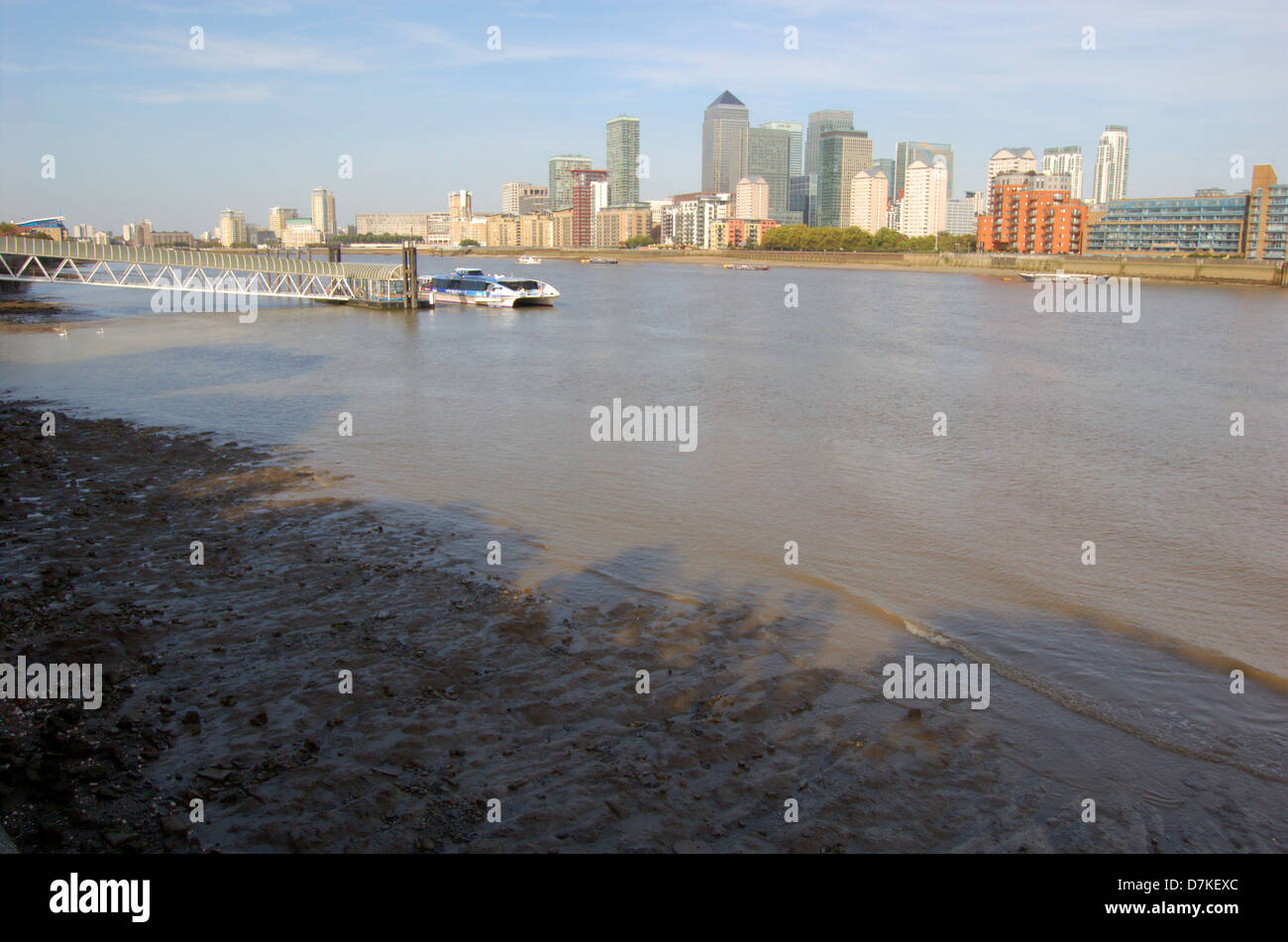 Docklands skyline from below South Dock in London, England Stock Photo ...