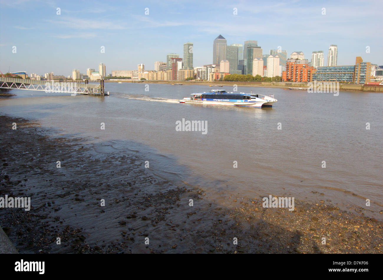 Docklands skyline from below South Dock in London, England Stock Photo ...