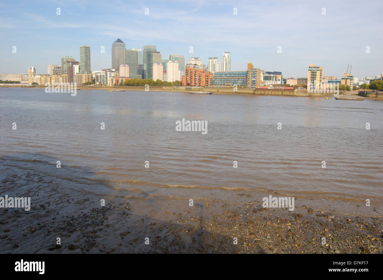Docklands skyline from below South Dock in London, England Stock Photo ...