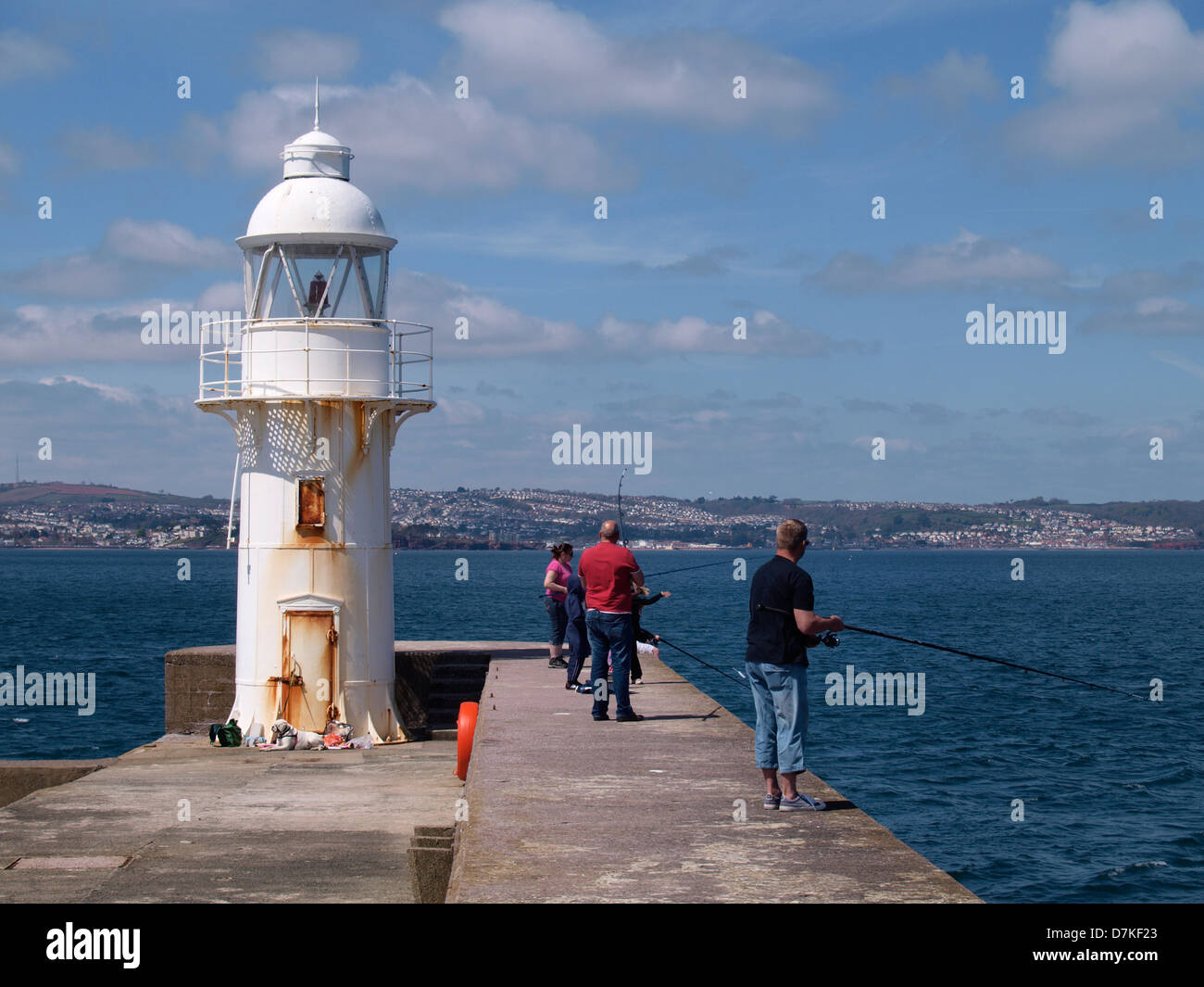 Victoria breakwater and lighthouse, Brixham, Devon, UK 2013 Stock Photo ...
