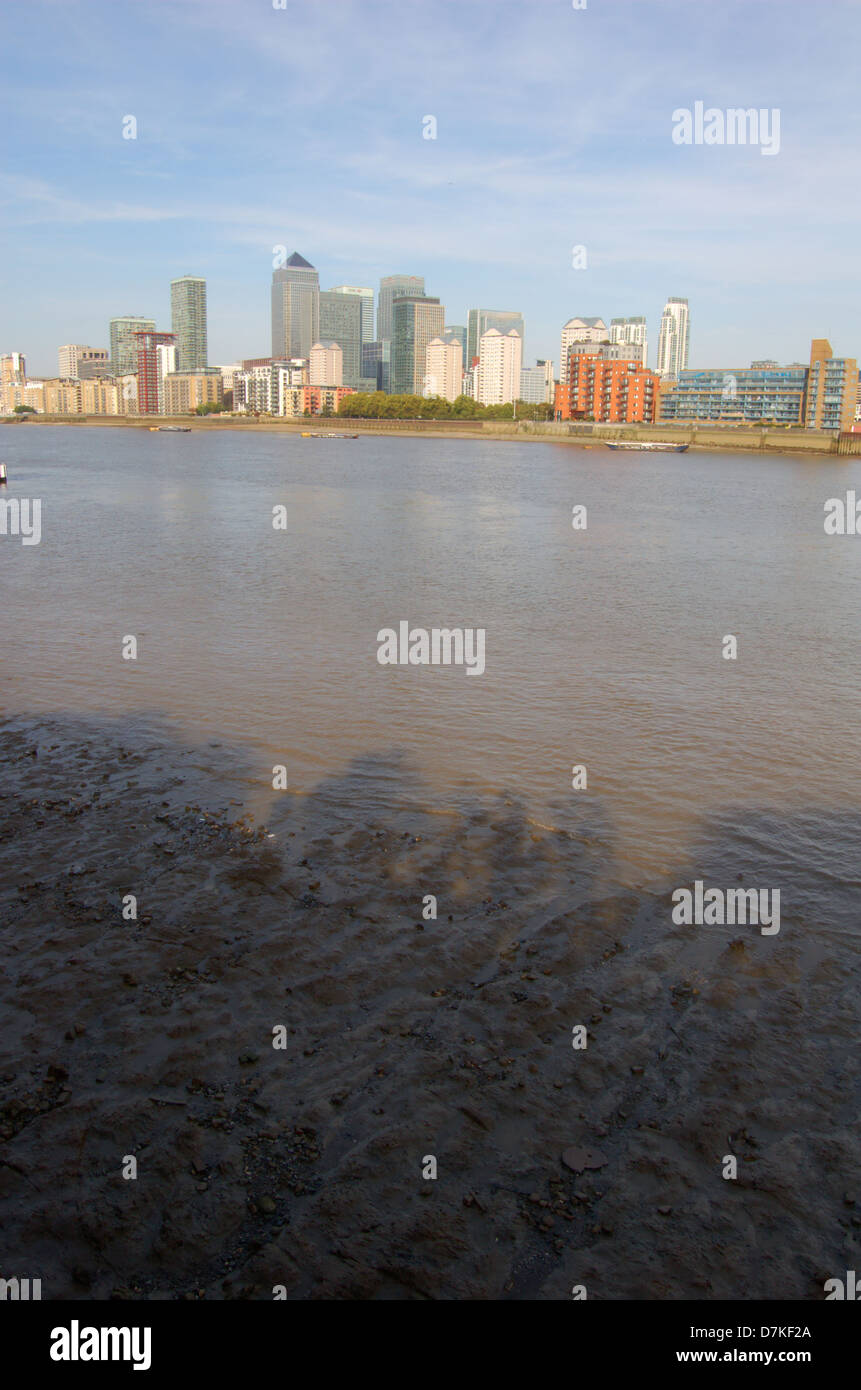 Docklands skyline from below South Dock in London, England Stock Photo ...