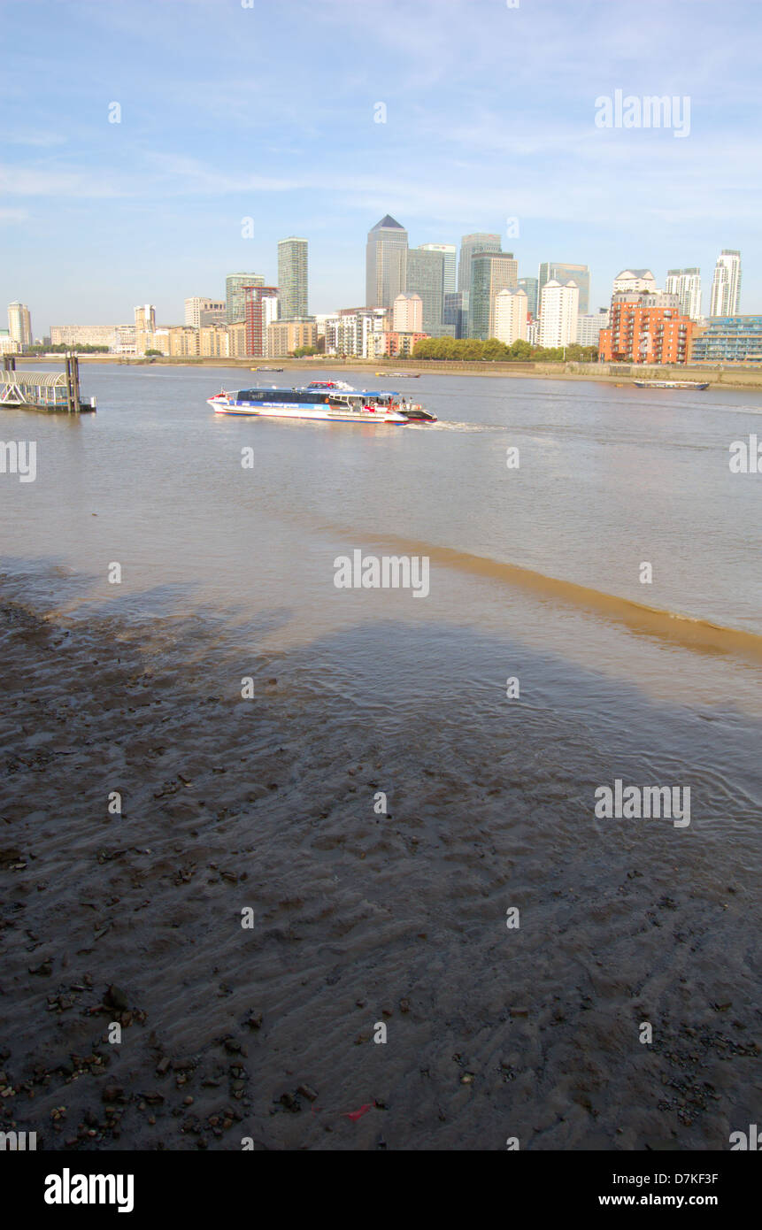 Docklands skyline from below South Dock in London, England Stock Photo ...