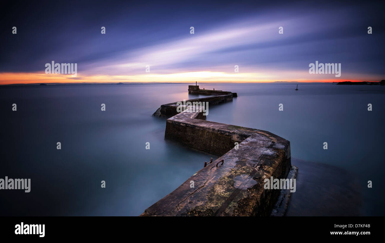 United Kingdom, Scotland, View of sea with pier Stock Photo - Alamy