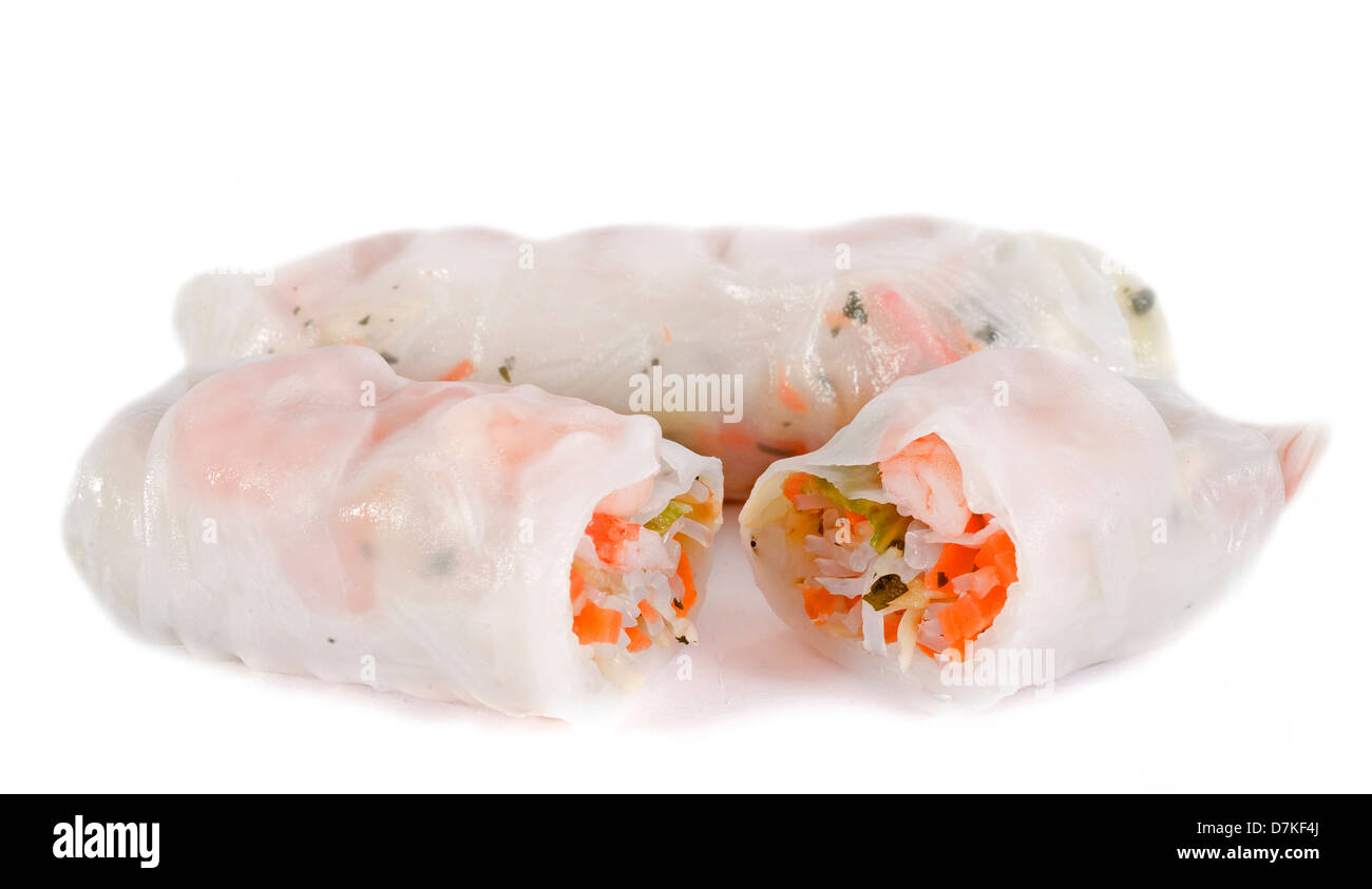 Spring roll in front of white background Stock Photo - Alamy