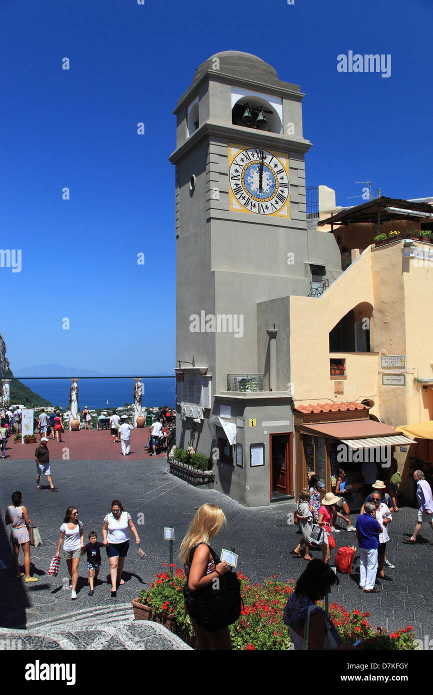 Italy Campania Capri the main square La Piazzetta Umberto I square ...