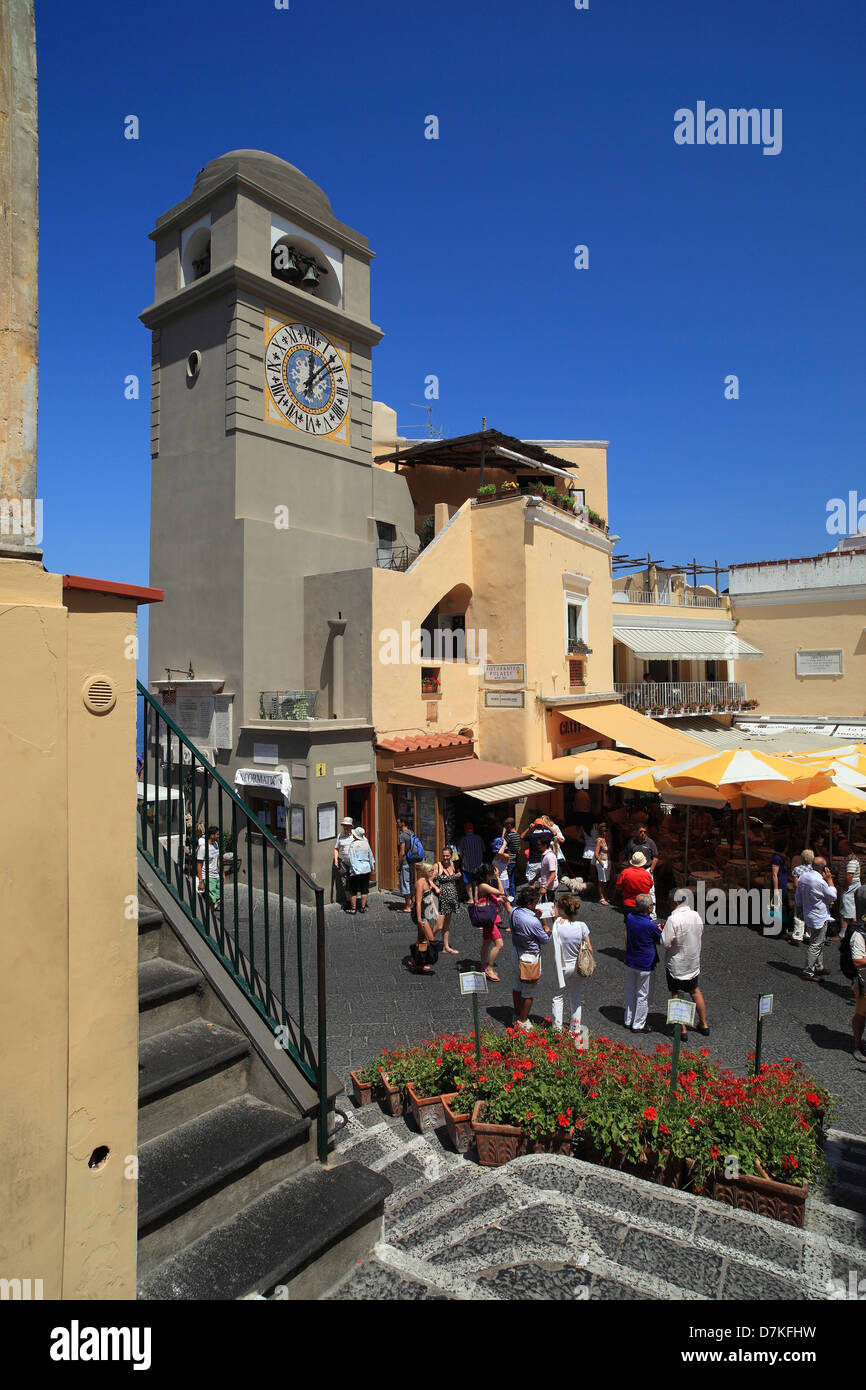 Italy Campania Capri the main square La Piazzetta Umberto I square ...