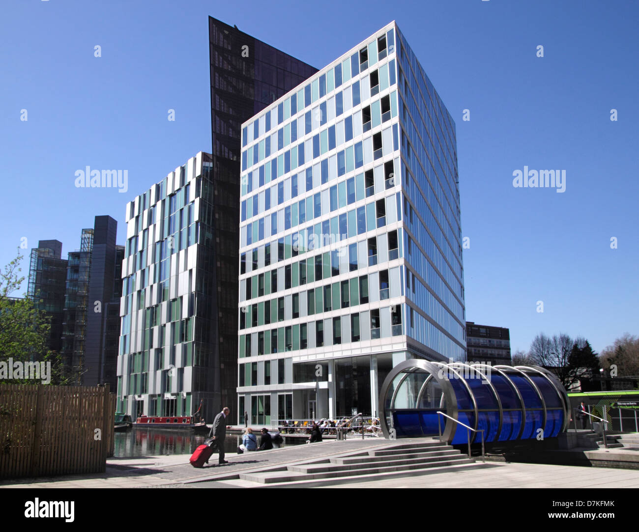 Helix footbridge and Carmine Building at Paddington Basin London Stock ...