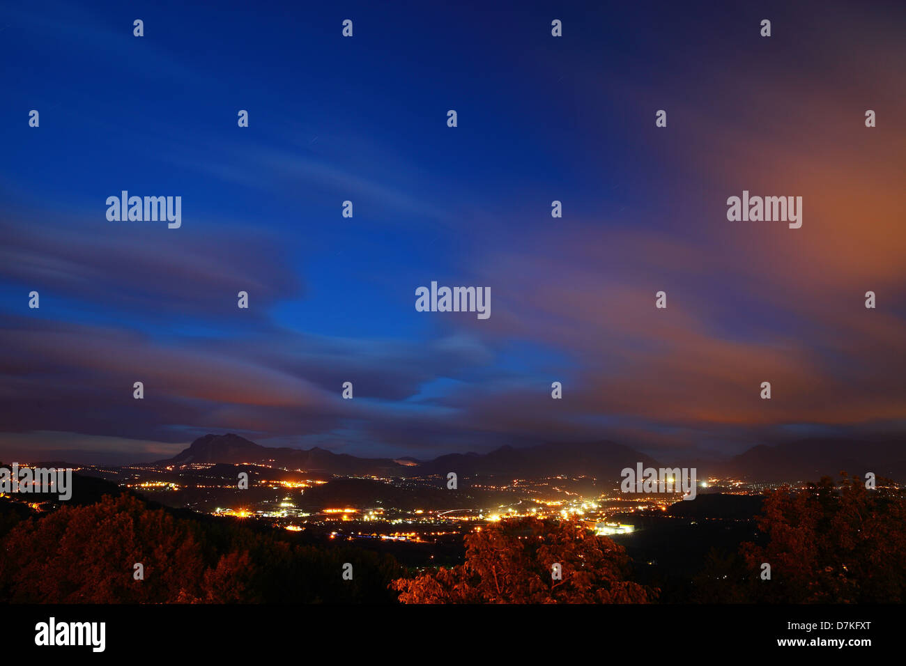 Italy Campania view of Atripalda Sabato valley at night Stock Photo - Alamy