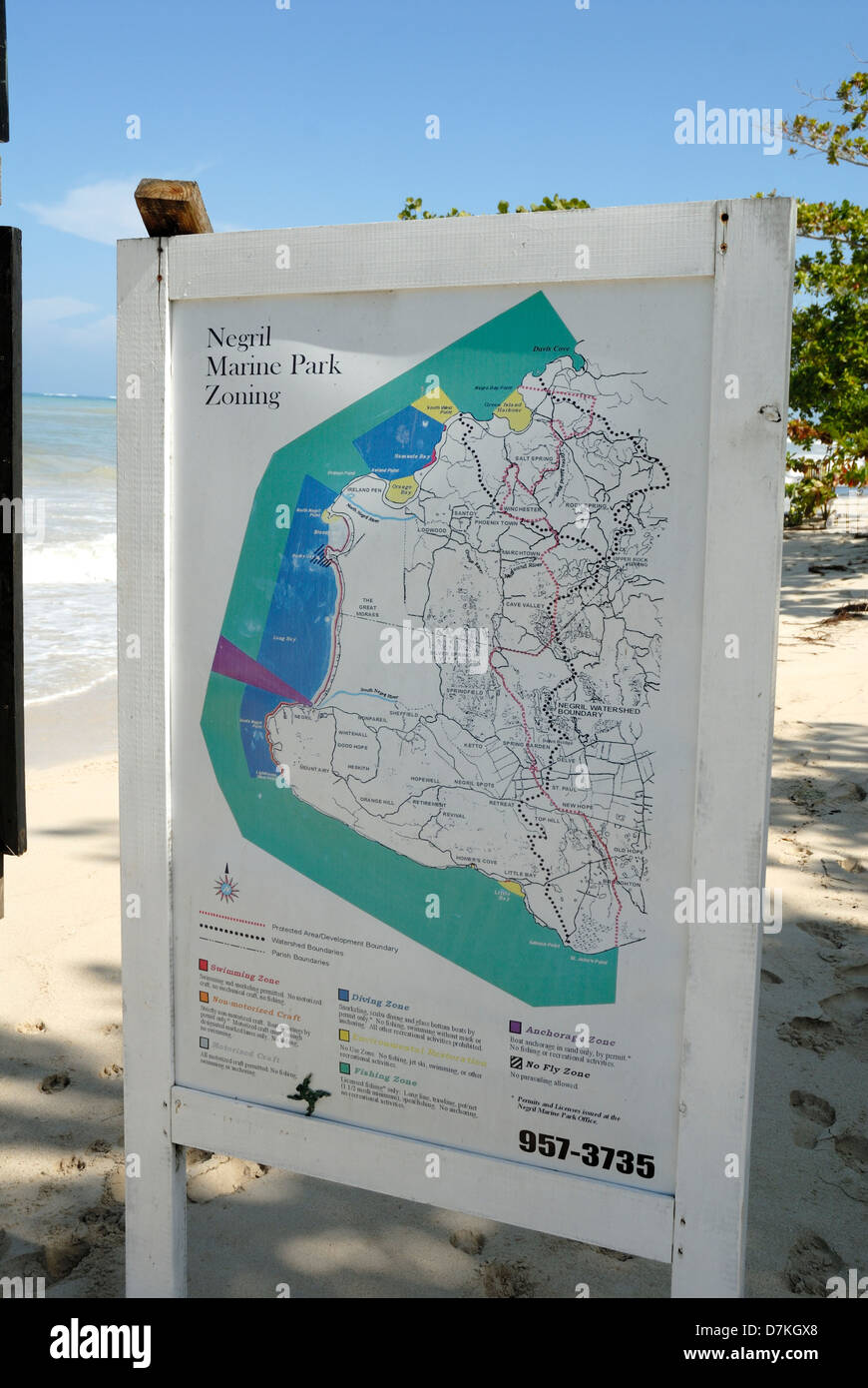 Negril Marine Park Sign on 7-Mile Beach Stock Photo - Alamy