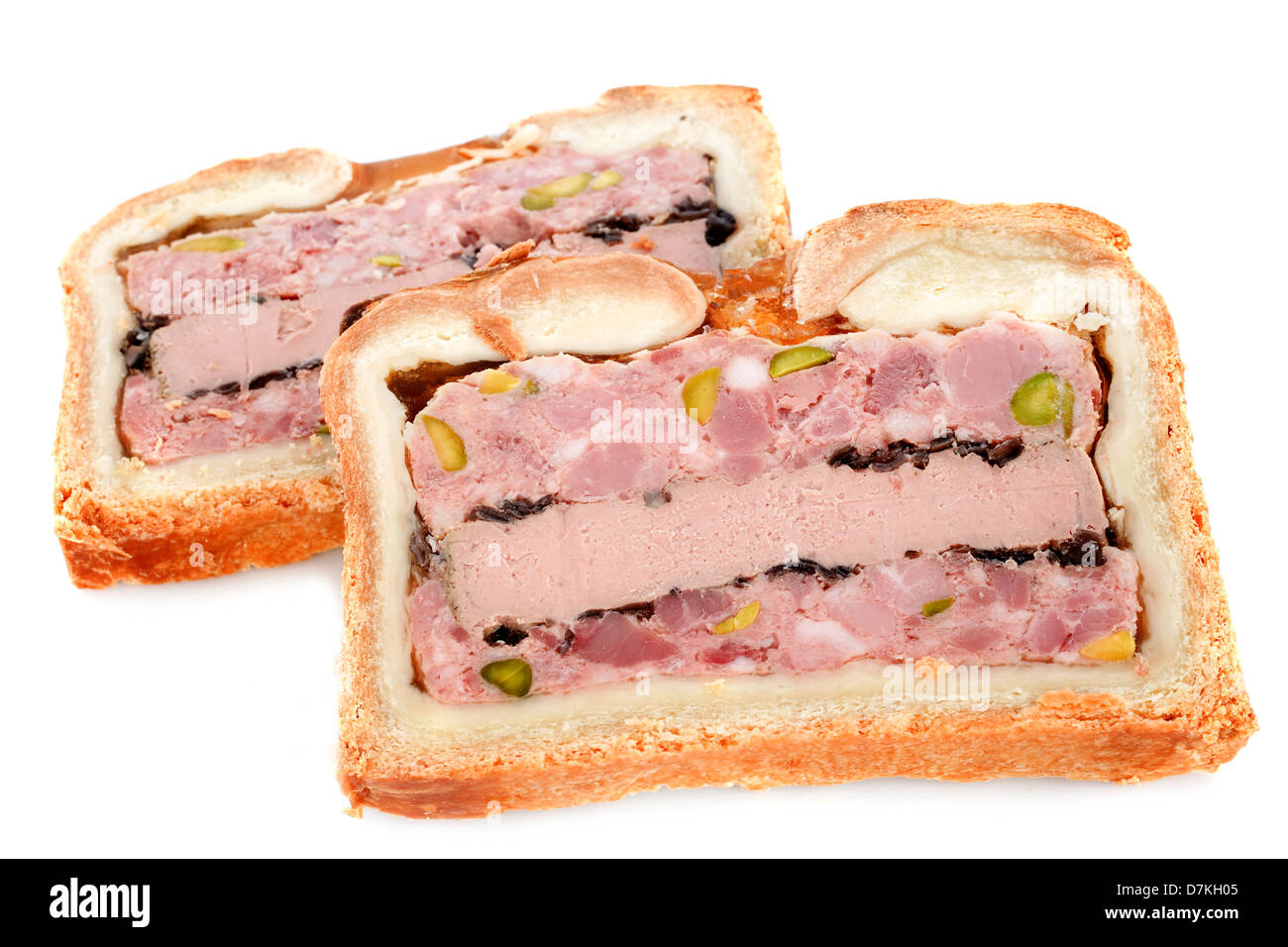 slice of meat pie in front of white background Stock Photo - Alamy
