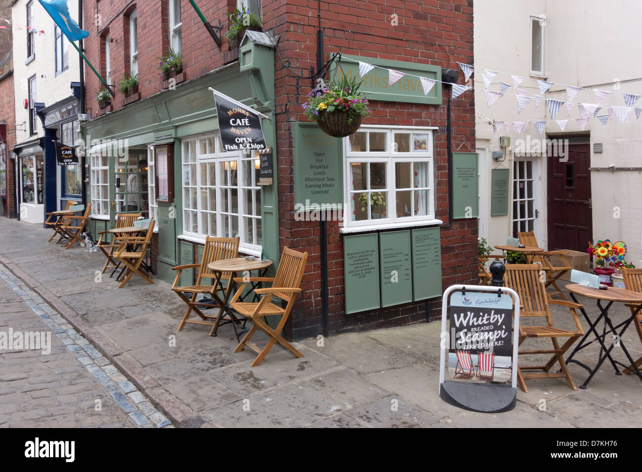 Monks Haven café Bistro on the corner of Whitby Market Square in Church ...