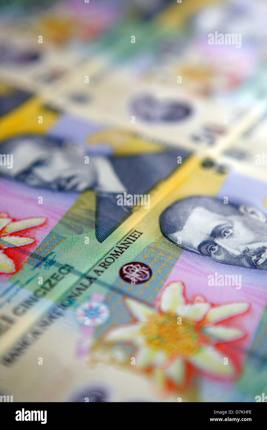 Romanian Lei bank notes Stock Photo - Alamy