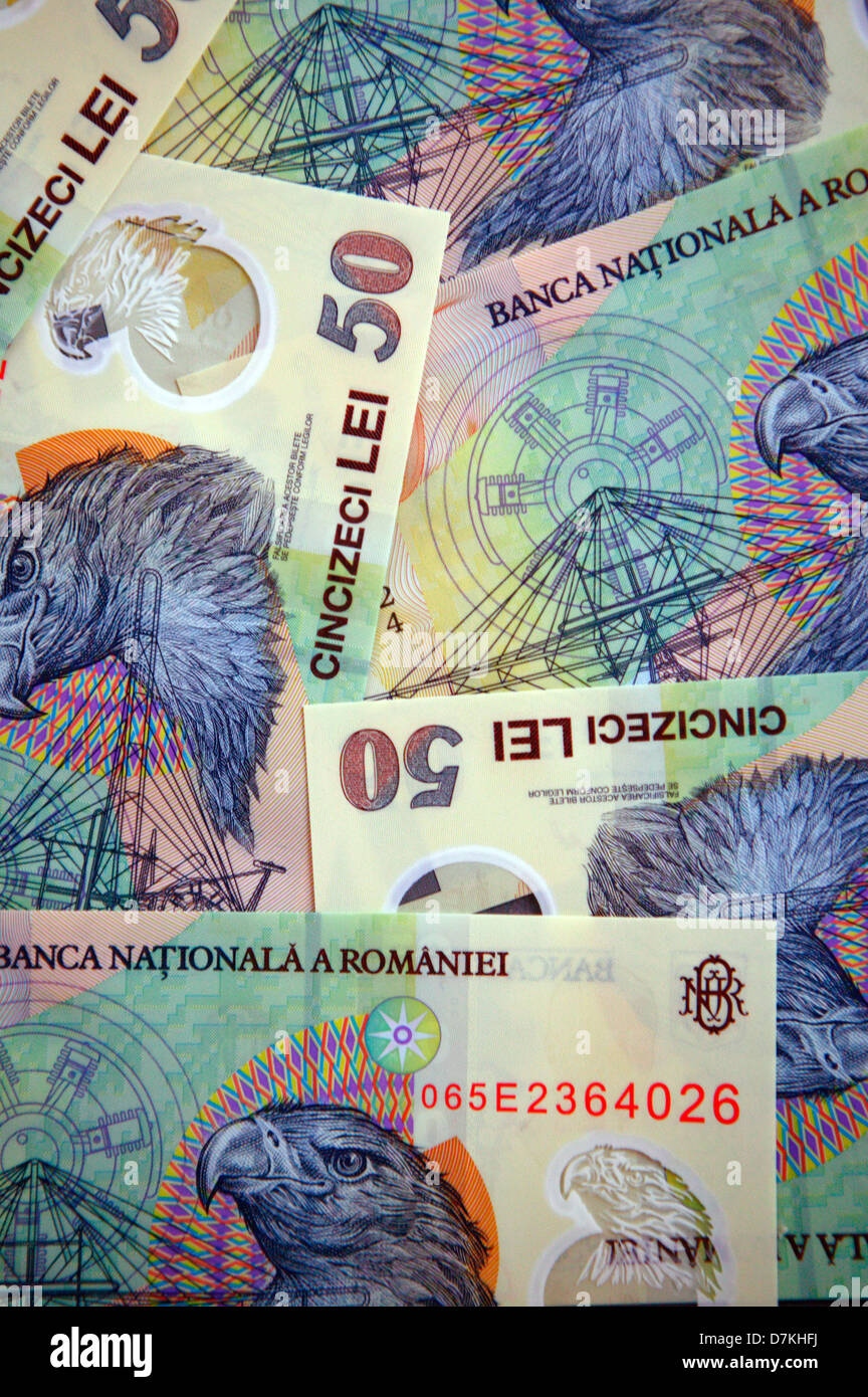 Romanian Lei bank notes Stock Photo - Alamy