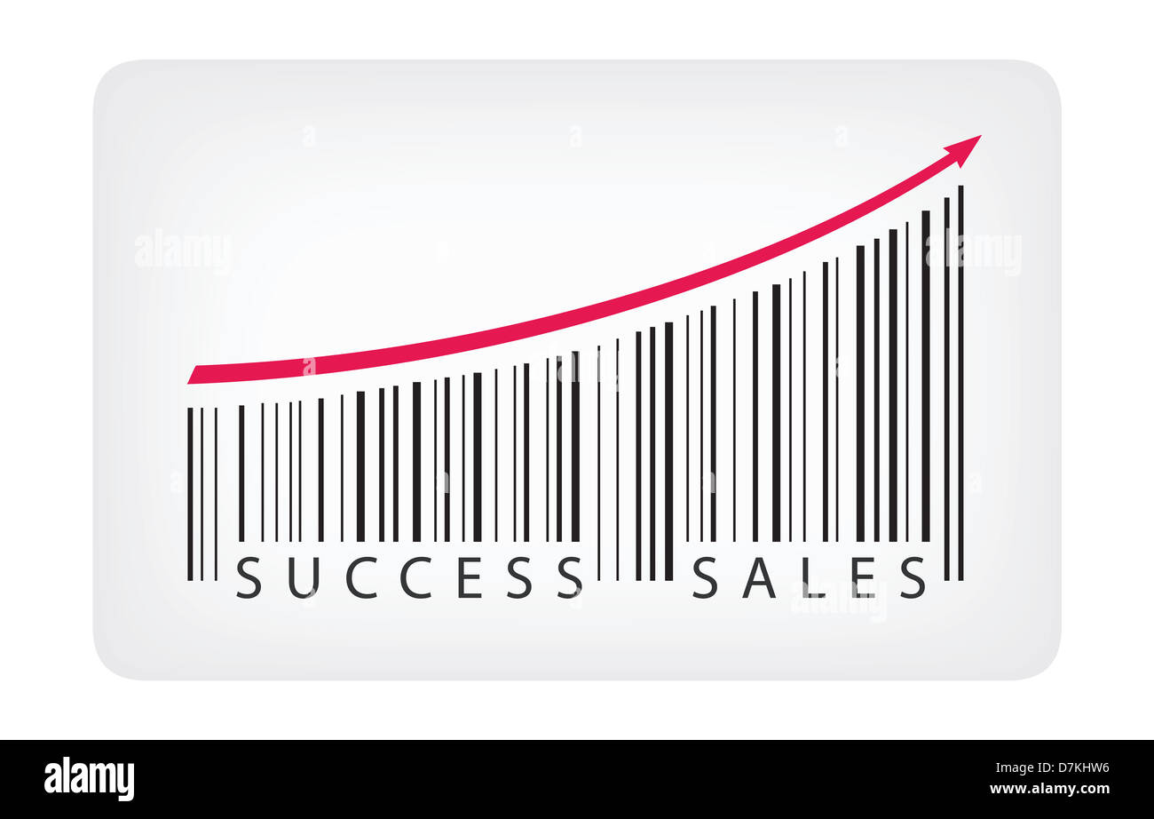 Vector illustration concept of barcode label with success sales text ...