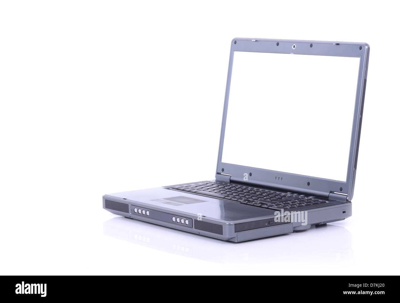 grey laptop with white screen copy space clipping path isolated on ...