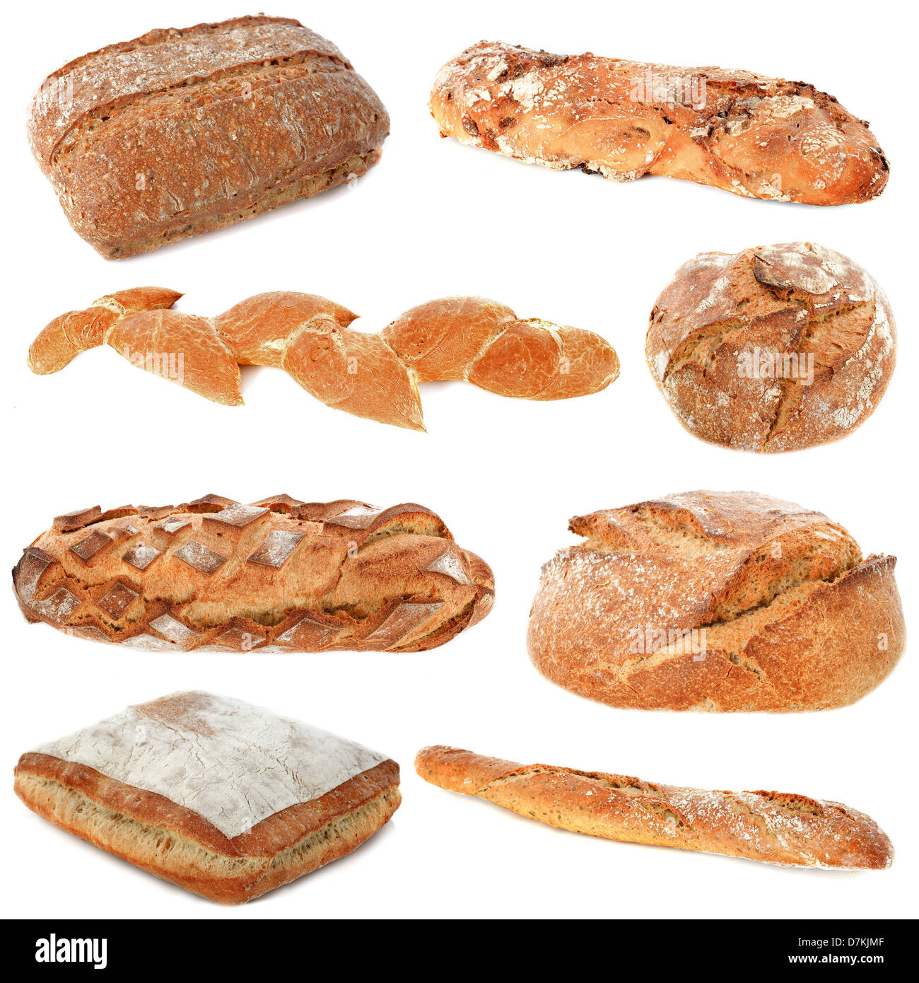 loaf of breads in front of white background Stock Photo - Alamy