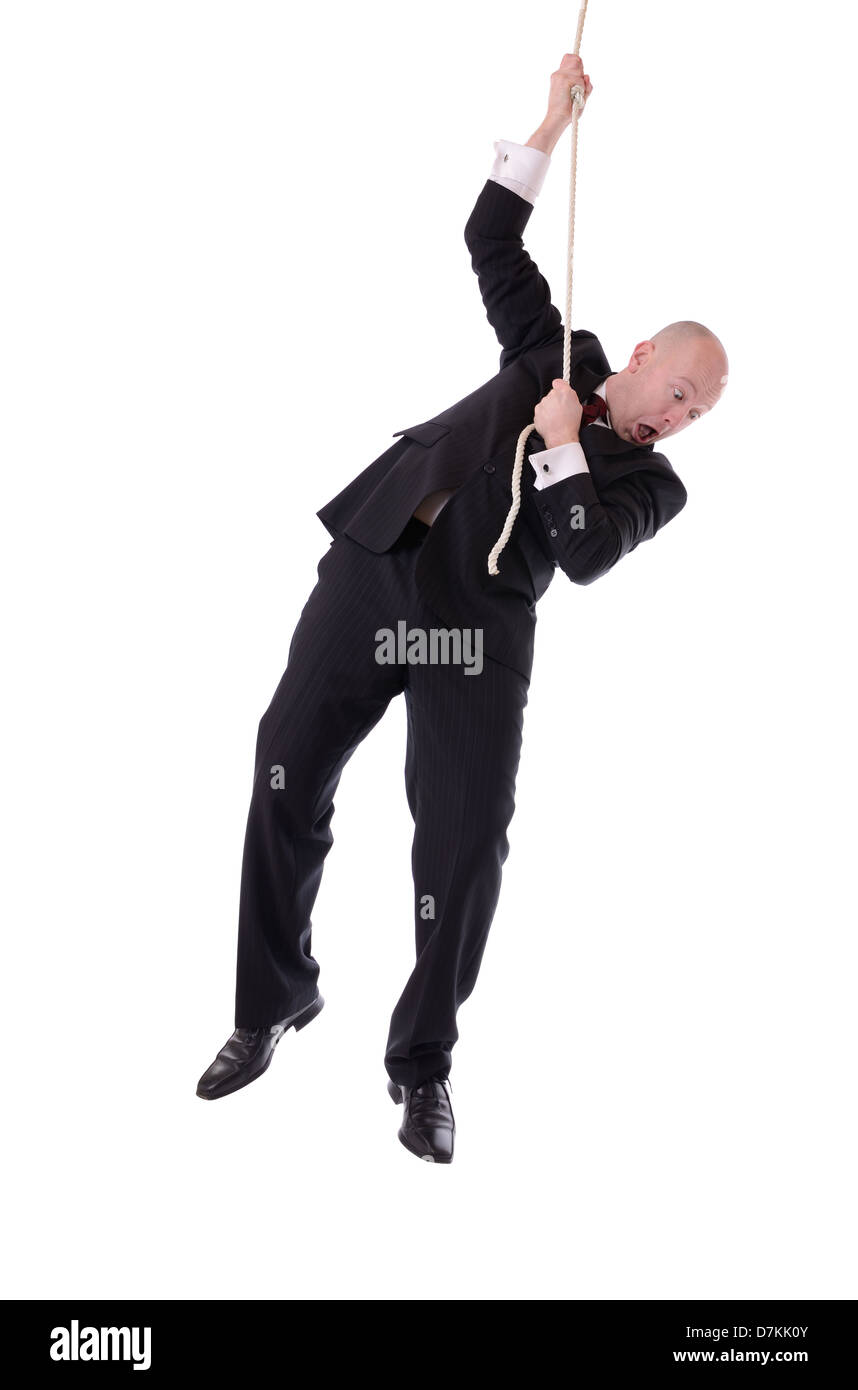 Businessman hanging rope hi-res stock photography and images - Alamy