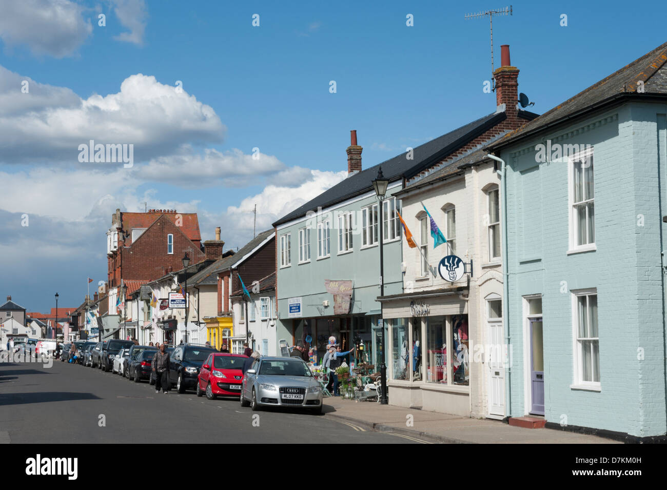 Terraced houses and buildings in the high street at Aldeburgh Suffolk ...