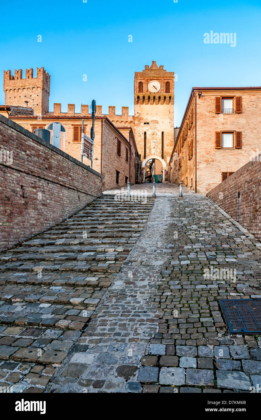 Arriving to the old medieval Gradara in Italy Stock Photo - Alamy