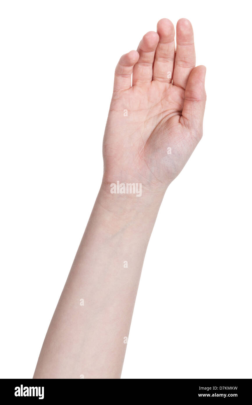 female teen hand of hope, isolated on white background Stock Photo - Alamy