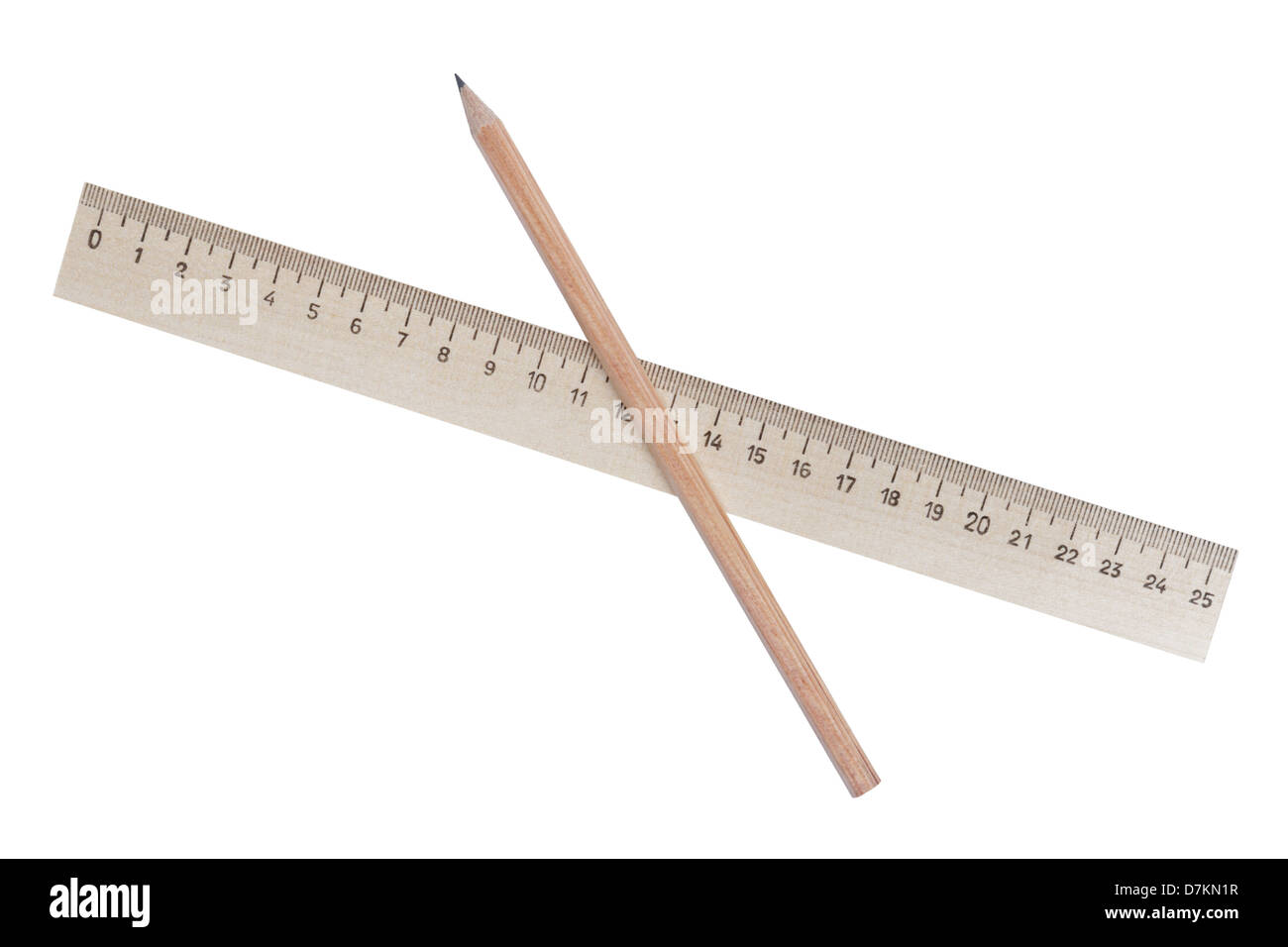 pure wood pencil and ruler, isolated on white background Stock Photo ...
