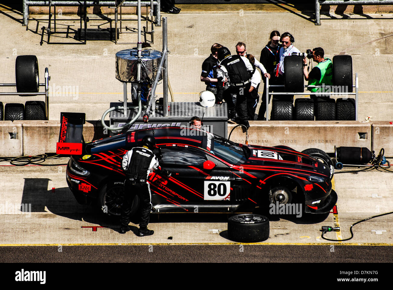 A pit stop at the British GT race at Rockingham track circuit Stock ...