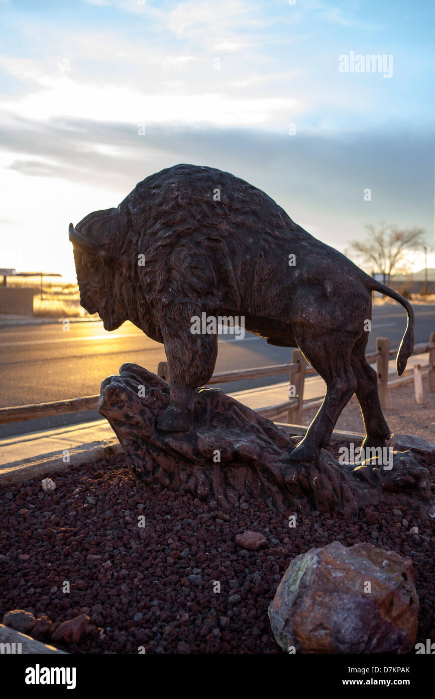 A bison statue at sunset, Seligman, route66, Arizona, USA Stock Photo ...
