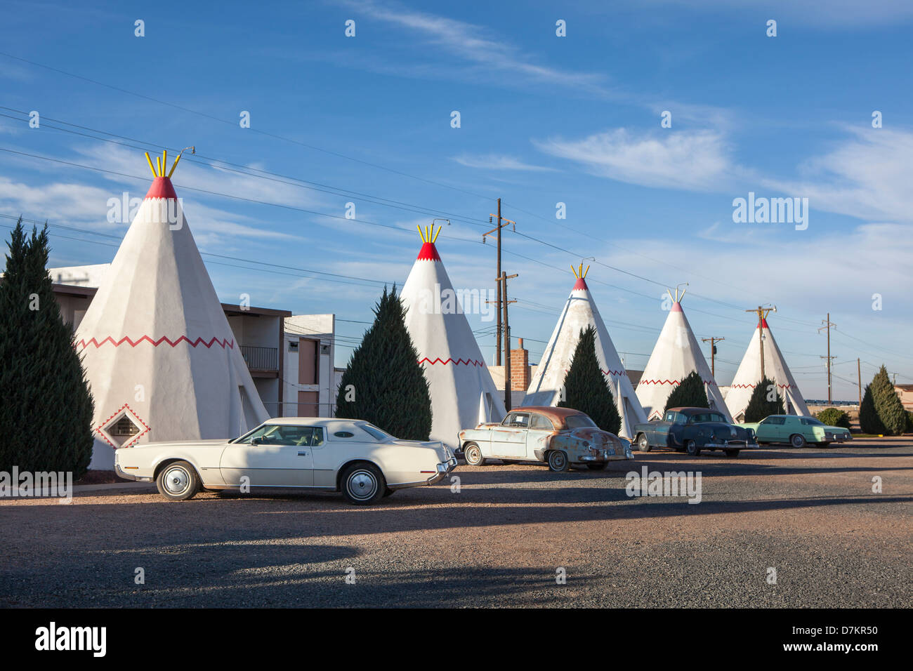 Some old cars parked outside a wim wam at Wig Wam Motel in Holbrook ...