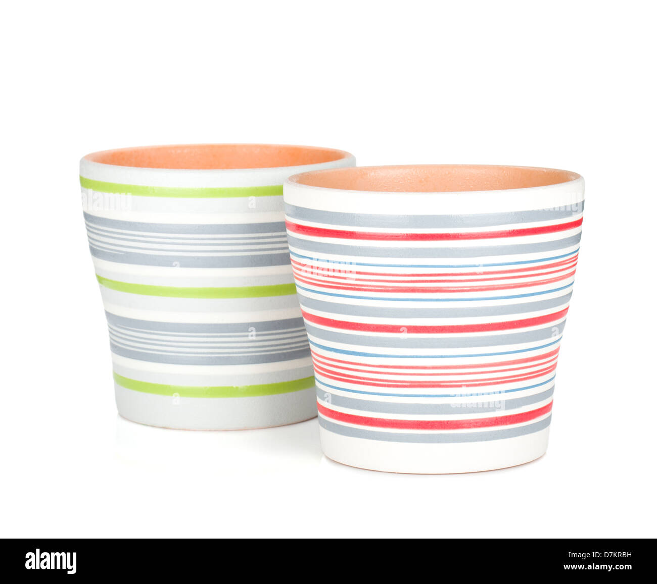 Two flower pots. Isolated on white background Stock Photo - Alamy