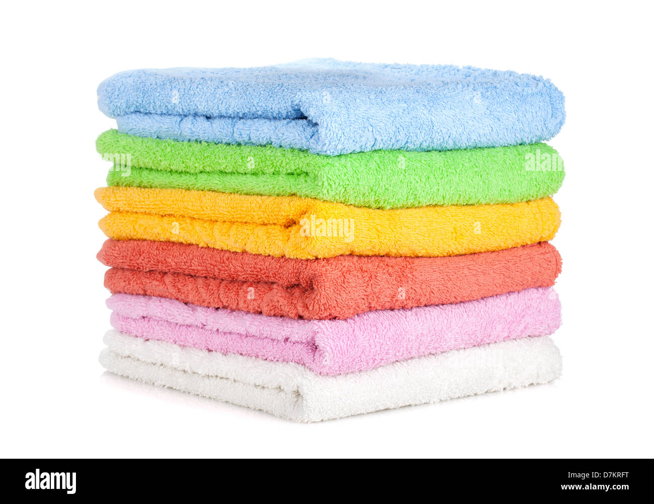 Colored towels. Isolated on white background Stock Photo - Alamy